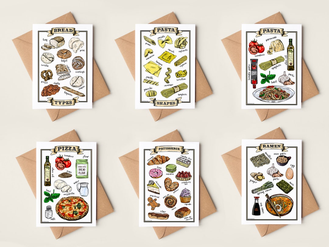 Food Recipe Themed Greetings Cards | A6 A5 Food Themed Card, Packs ...