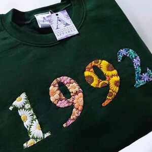 Custom Hand Embroidered Date Sweatshirt Personalised Hand Embroidered ...