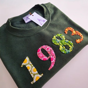 Custom Hand Embroidered Date Sweatshirt: Personalized Number Design, S ...