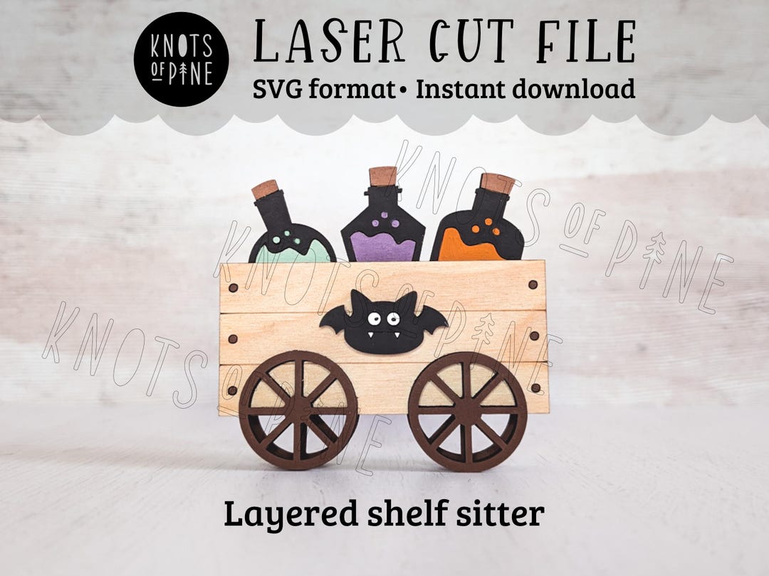 Halloween Potion Wagon Laser File, Wooden Cart, Spooky Tiered Tray ...