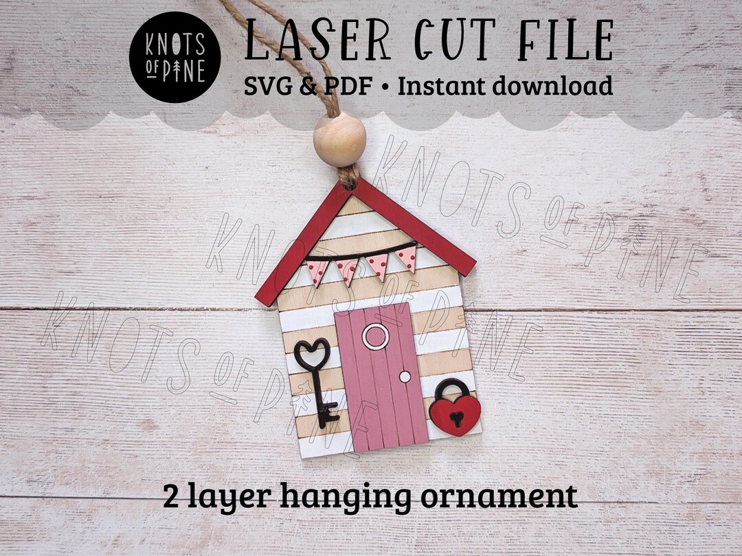 Valentine's Love Shack Basket Tag Laser Cut File, Beach Hut Hanging ...
