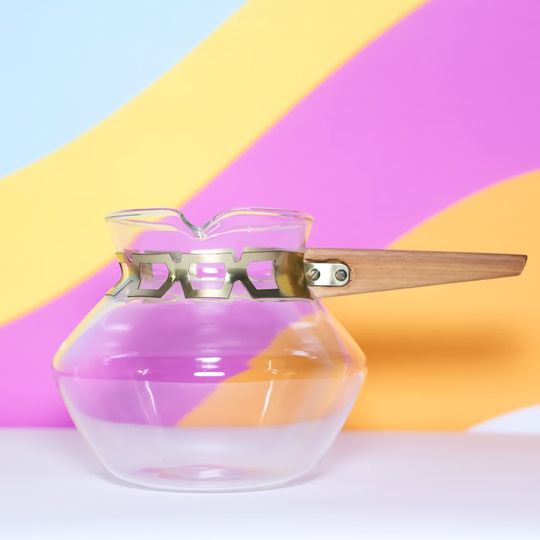 Vintage Mid Century Modern Wood Handle Carafe - Etsy