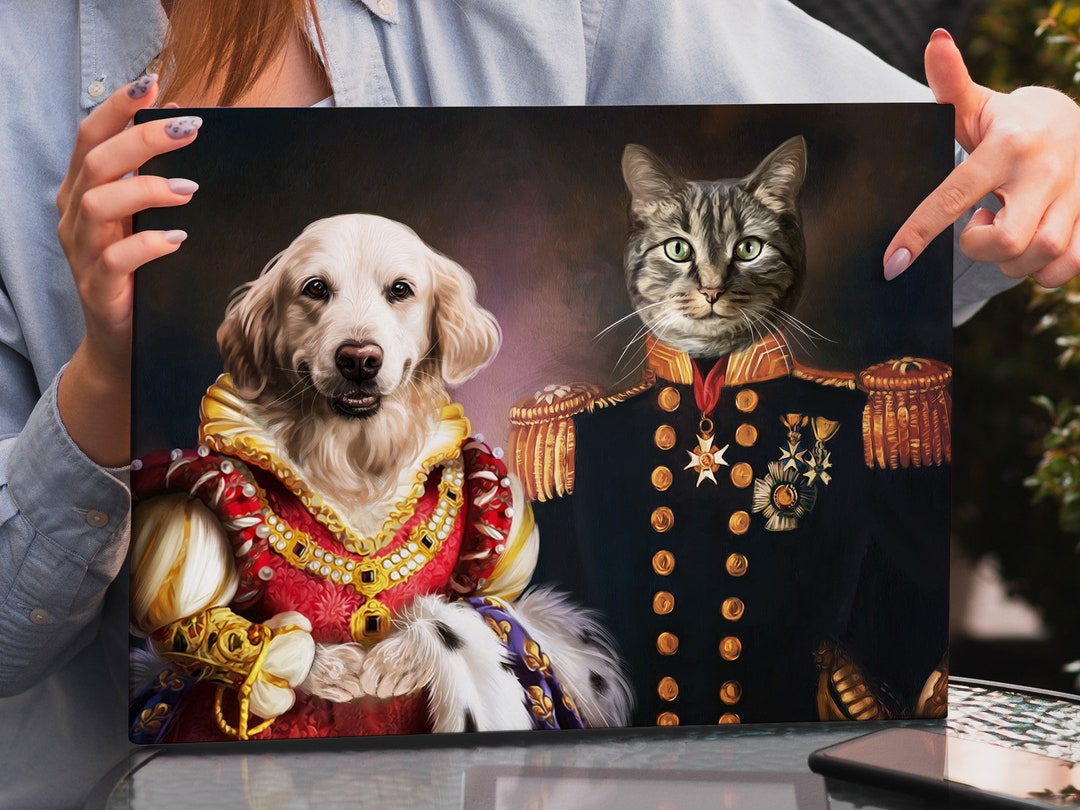 Royal Pet Portrait of Dog and Cat in Queen and Prince Costumes ...