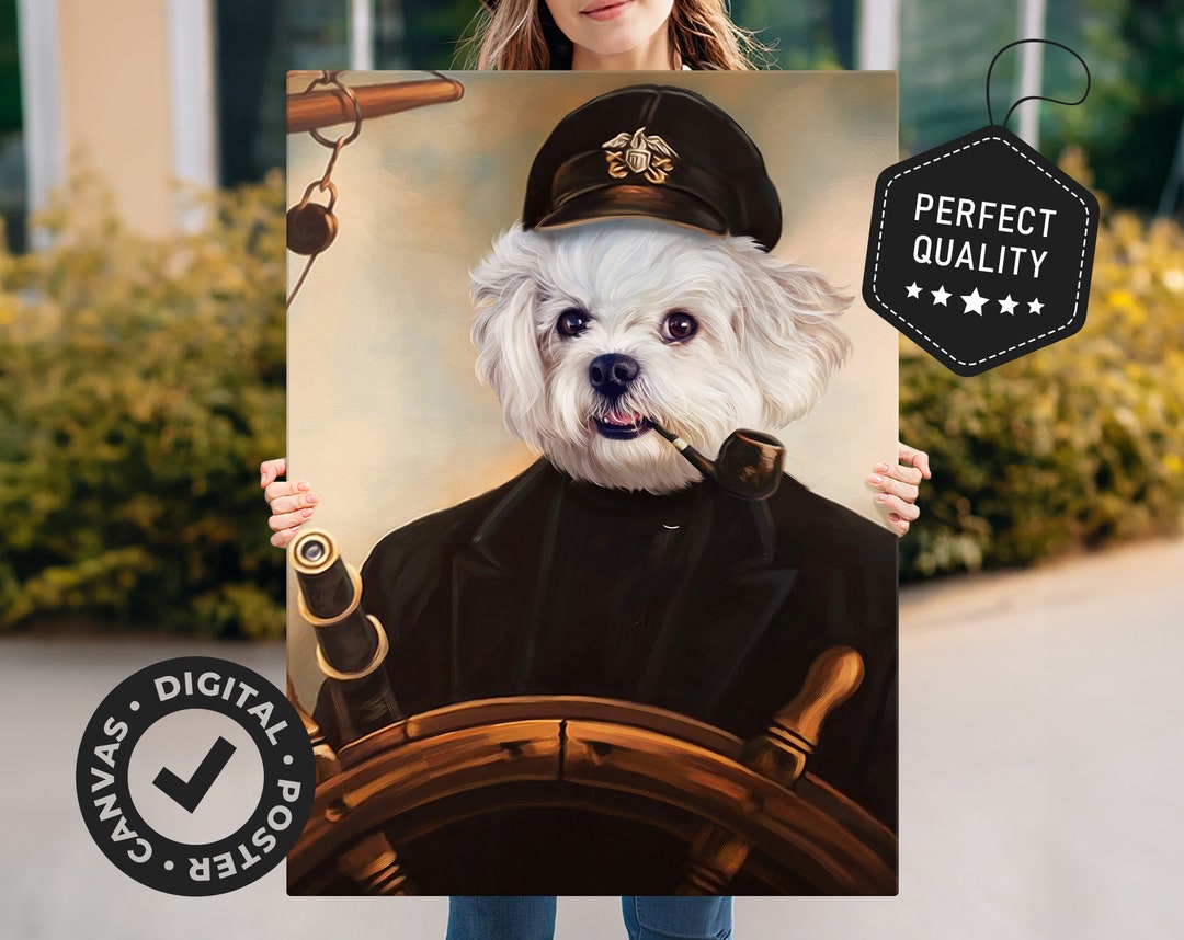 Custom Sailor Pet Portrait - Ideal for Navy Dog Lovers - Personalized ...