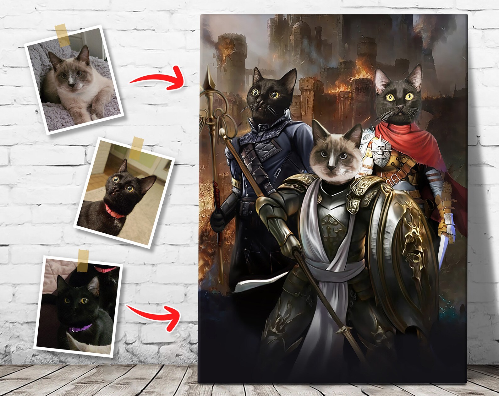 Custom Cat Portrait MMO Game Character Fantasy Art 3 Cats | Etsy