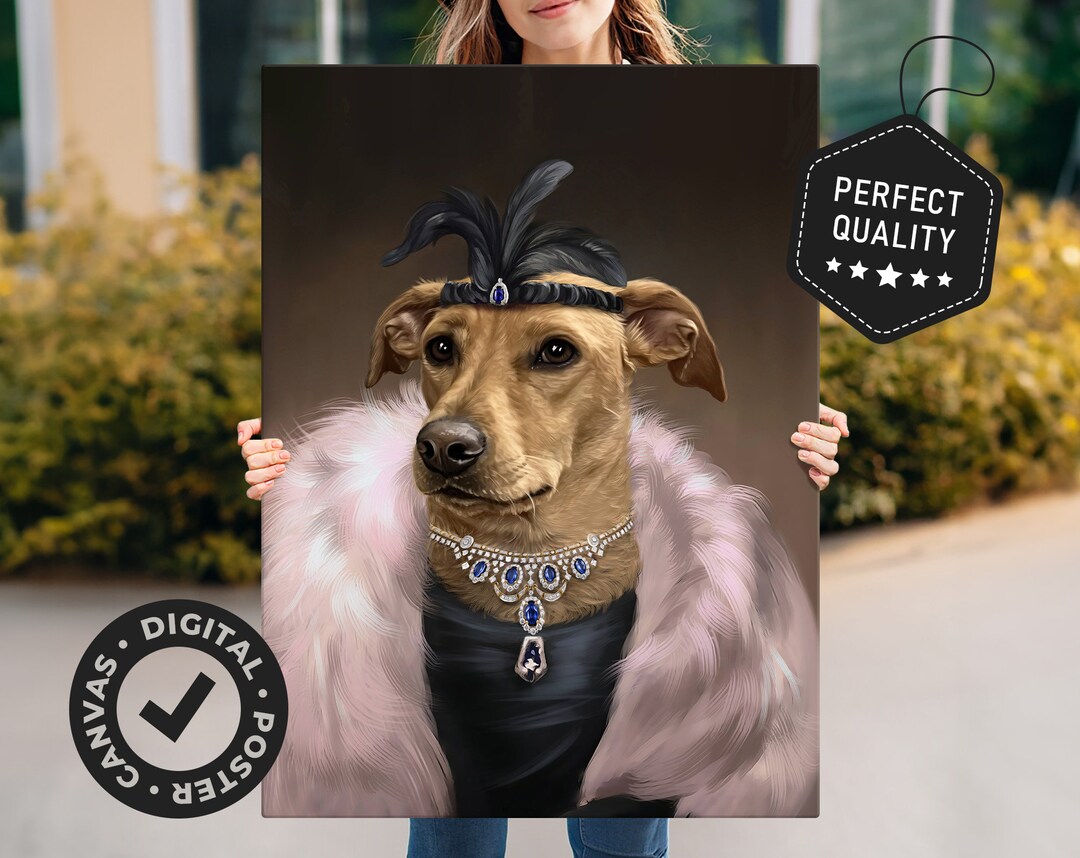 Flapper Girl - Pet Portrait From Photo, Custom Dog Painting, Custom Dog ...