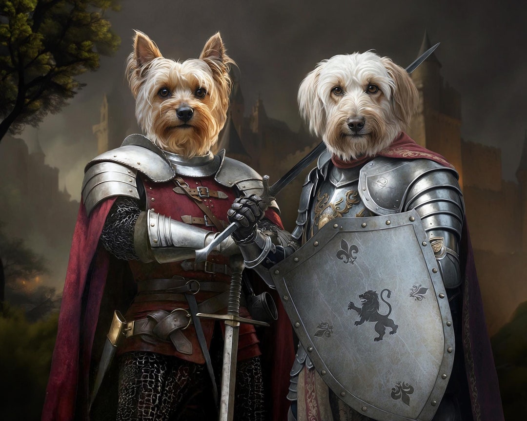Custom Pet Portrait as Knight – Personalized Dog or Cat in Medieval ...