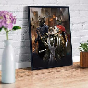 Custom Cat Portrait MMO Game Character Fantasy Art 3 Cats - Etsy