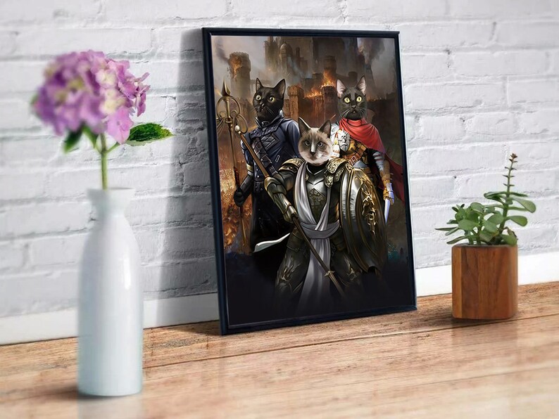 Custom Cat Portrait MMO Game Character Fantasy Art 3 Cats | Etsy