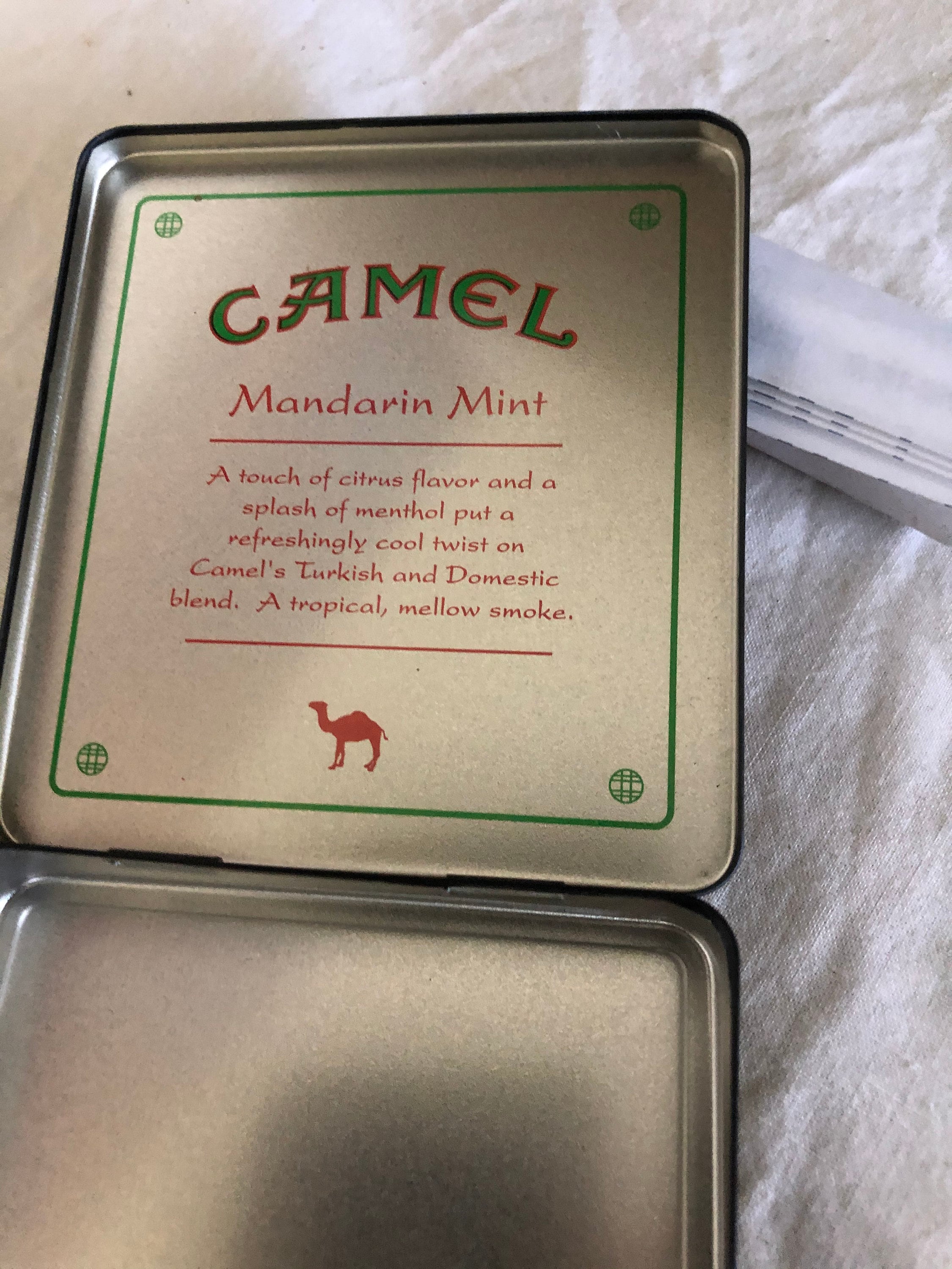 Vintage CAMEL Mandarin Mint Cigarette -original Box Tin Ware - Etsy
