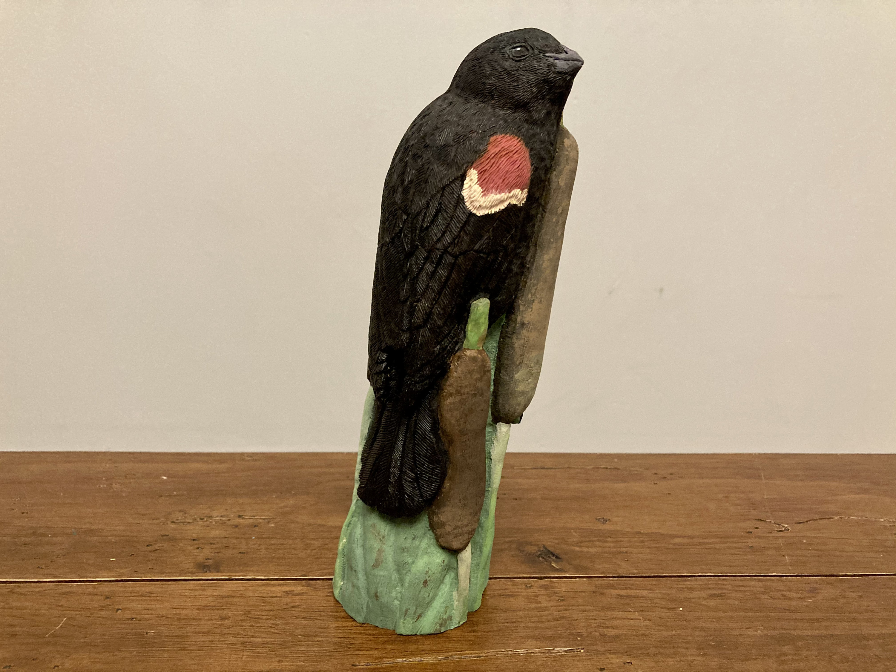 Realistic Bird Carving Red Wing Blackbird and Dragonfly Pond Wildlife ...