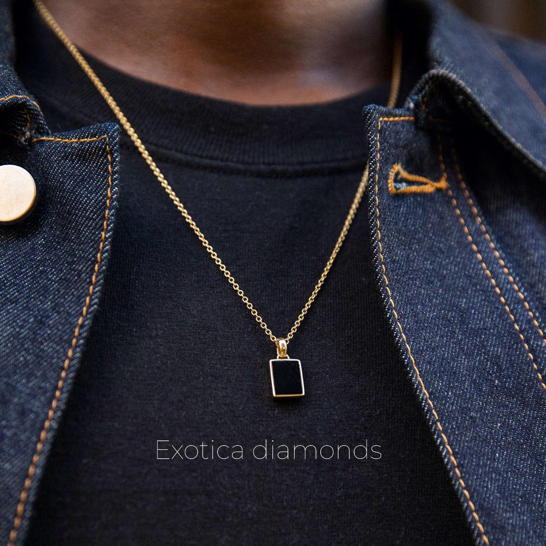 14K Gold Necklace Pendant Men,stainless Steel, Black Pendant Necklace ...