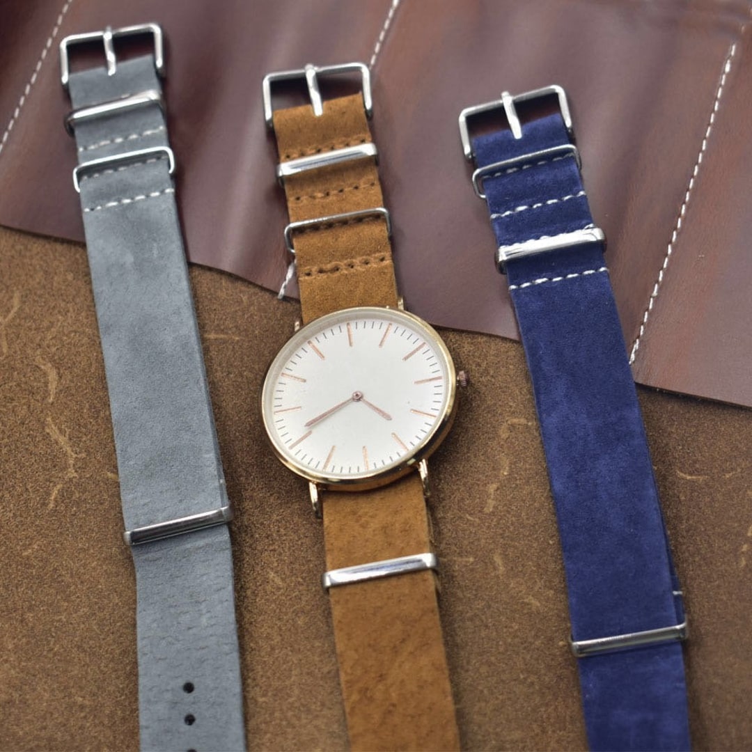 Suede Leather Watch Strap 18mm 20mm 22mm 24mm Black Blue Grey Tan Gray ...