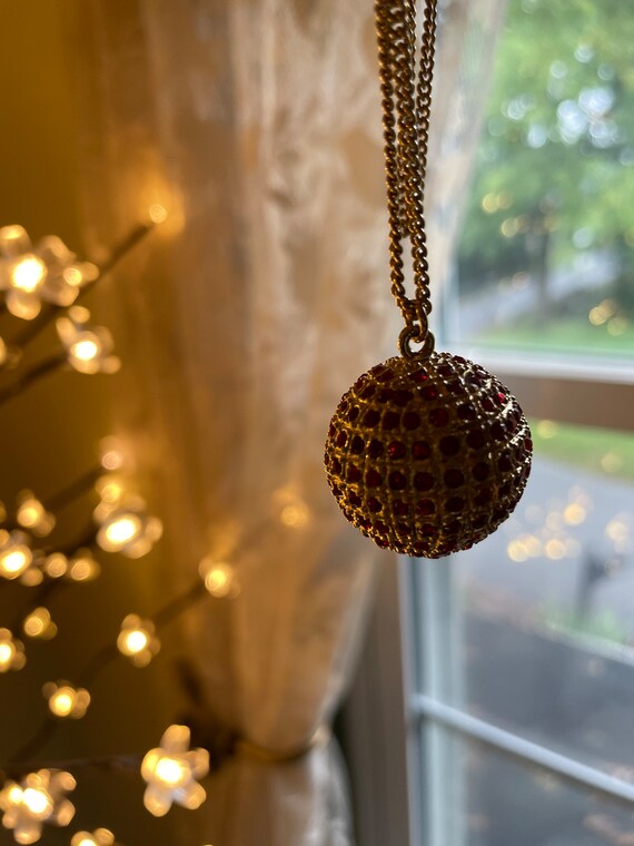 30” Red crystal disco ball necklace - Gem