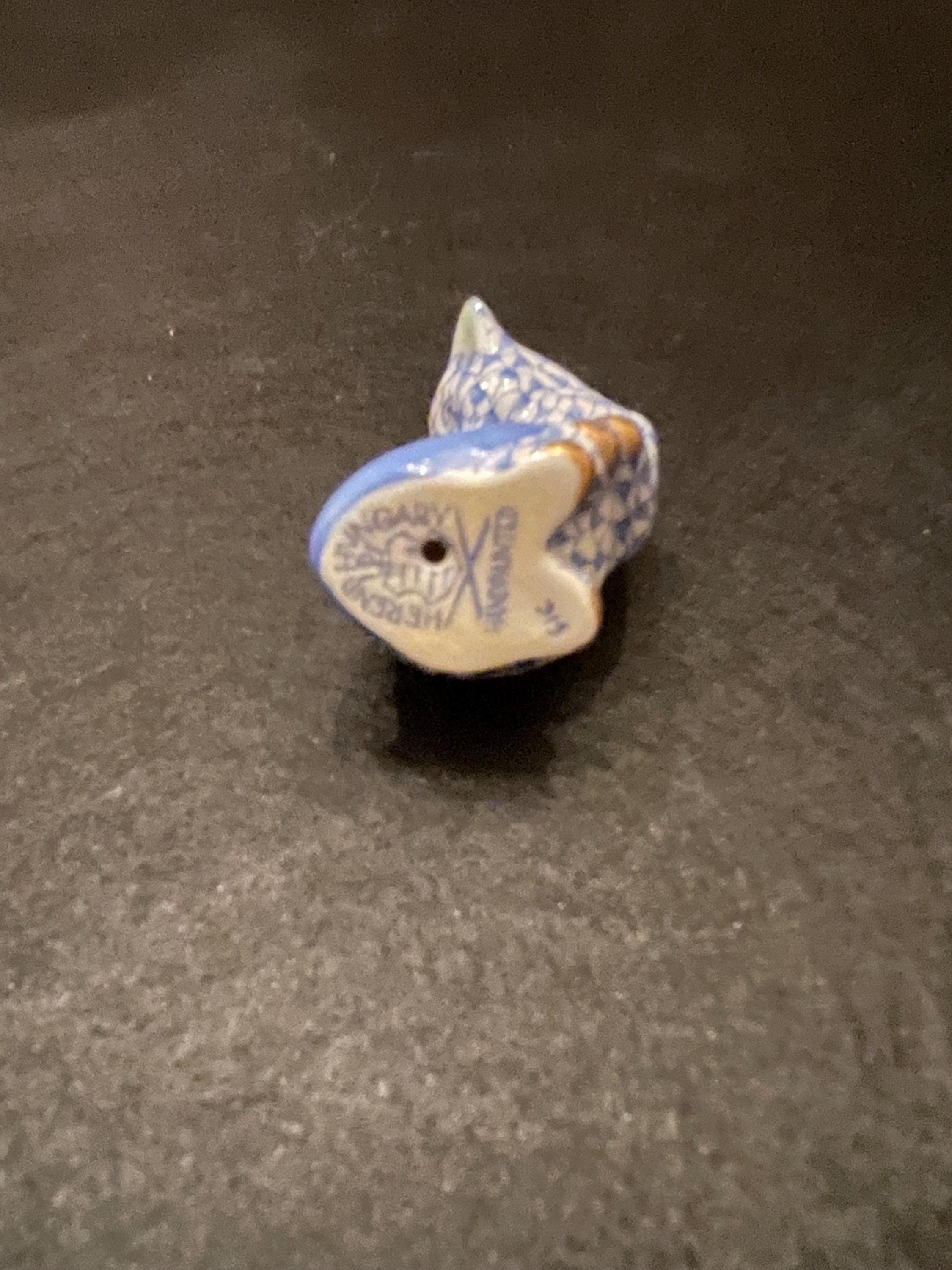 Herend Blue Miniature Cat, Head Turned - Etsy