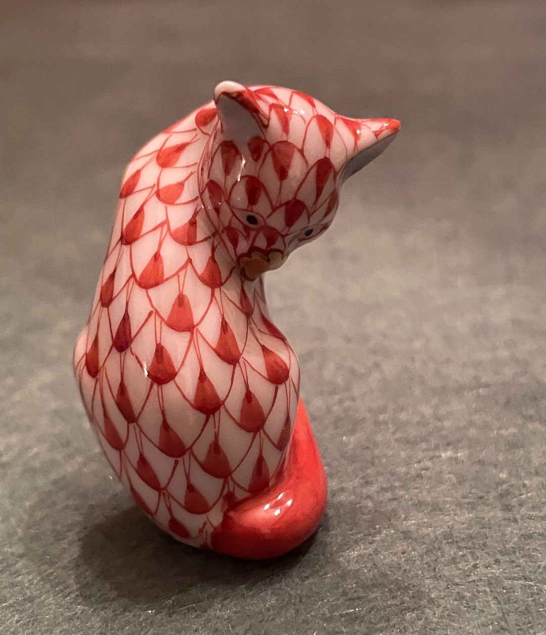 Herend Rust Miniature Cat, Head Turned - Etsy