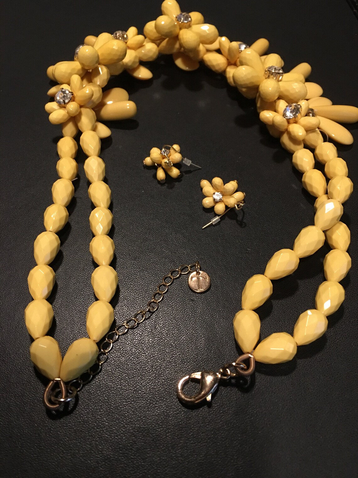 Talbots Yellow Flower Necklace & earrings | Etsy