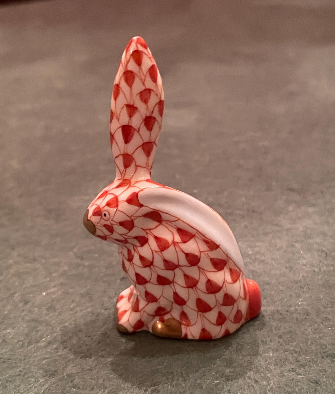Herend Rust Miniature Rabbit, One Ear Up - Etsy