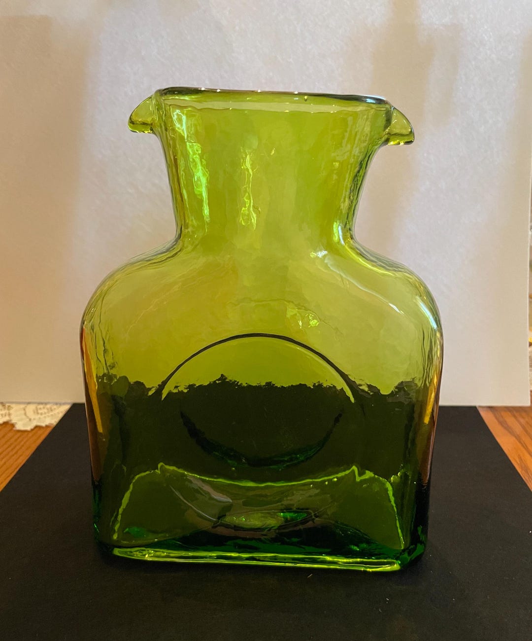 Blenko 8 High Double Spout Green Pitcher - Etsy