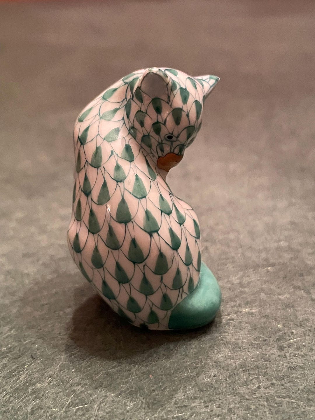 Herend Green Miniature Cat, Head Turned - Etsy