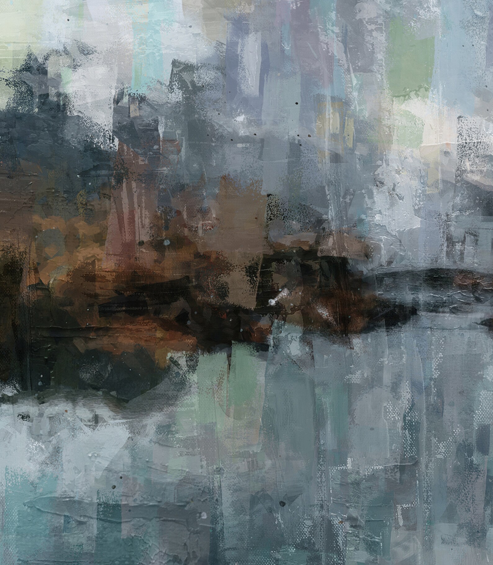 Winter Lake Impressionist Painting Print, Digital Download, Printable ...