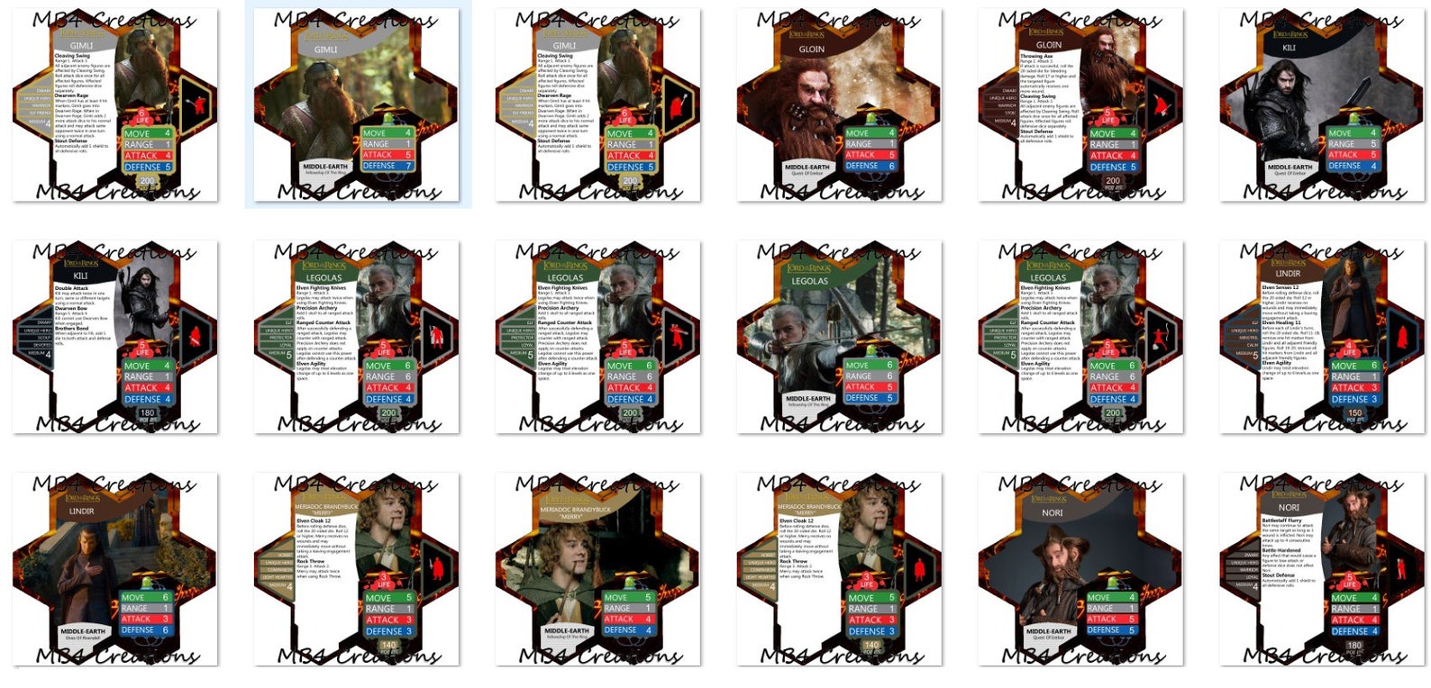 Heroscape-lord of the Rings-51 Unique Cards - Etsy