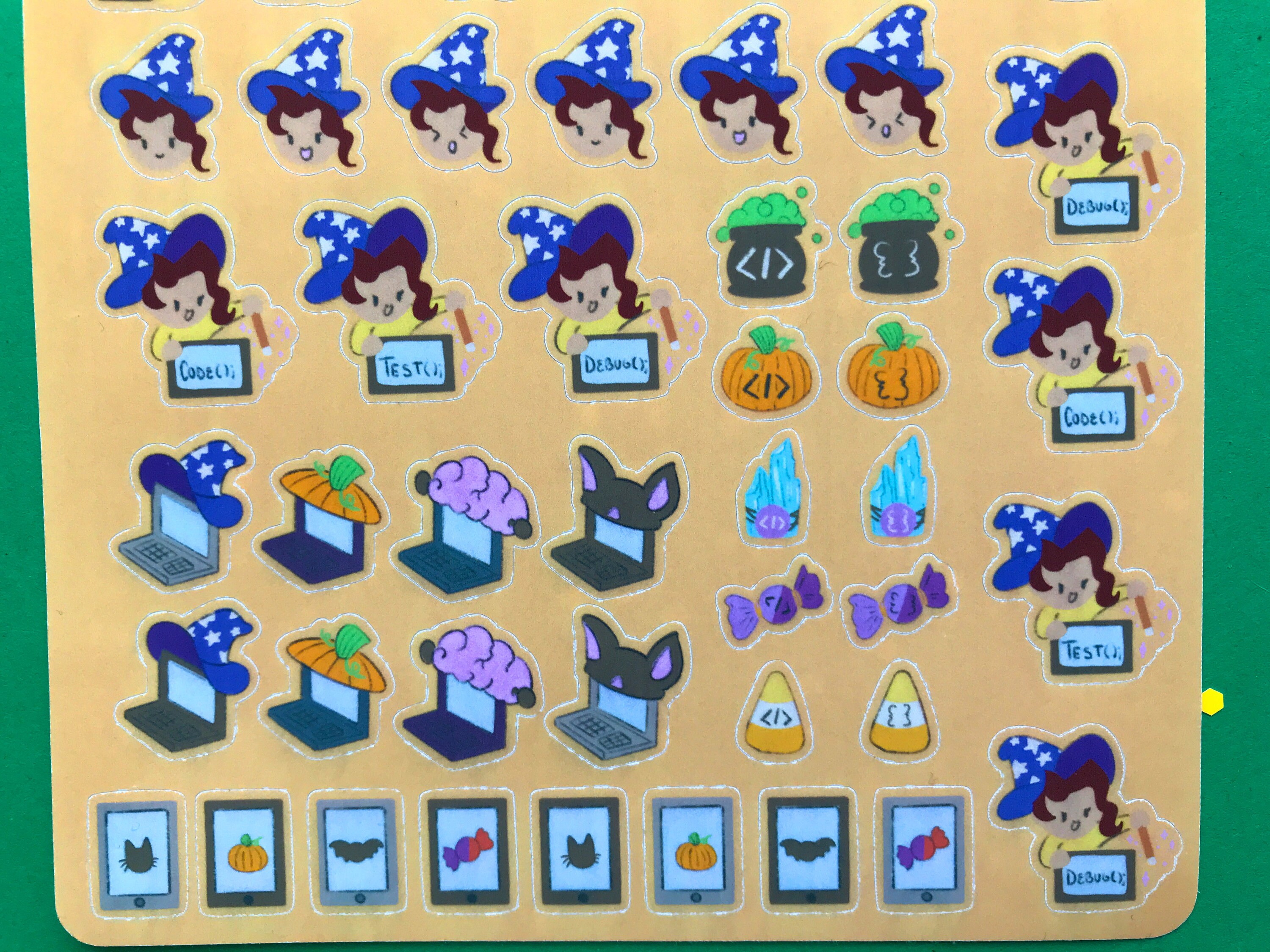 Coding Witch Halloween planner stickers coding girl | Etsy