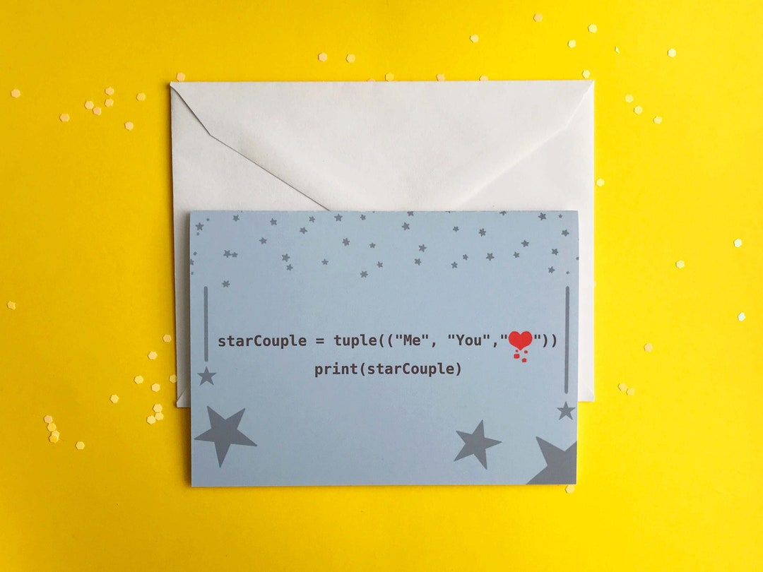 Starcouple Valentines Day Card Computer Science-handmade Greeting Cards ...