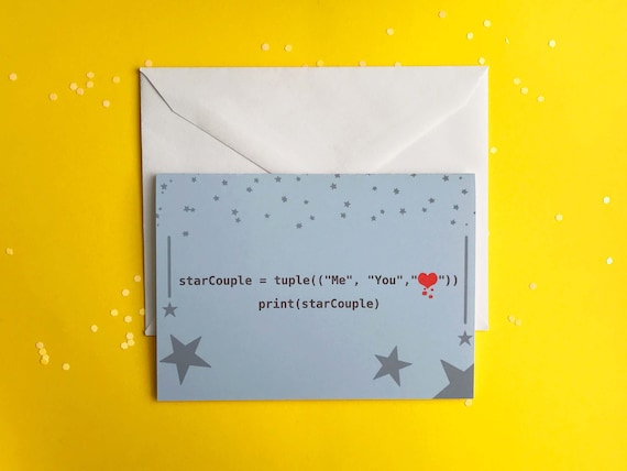 Starcouple Valentines Day Card Computer Science-handmade | Etsy