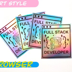 Full Stack Developer Holographic sticker computer geeky | Etsy