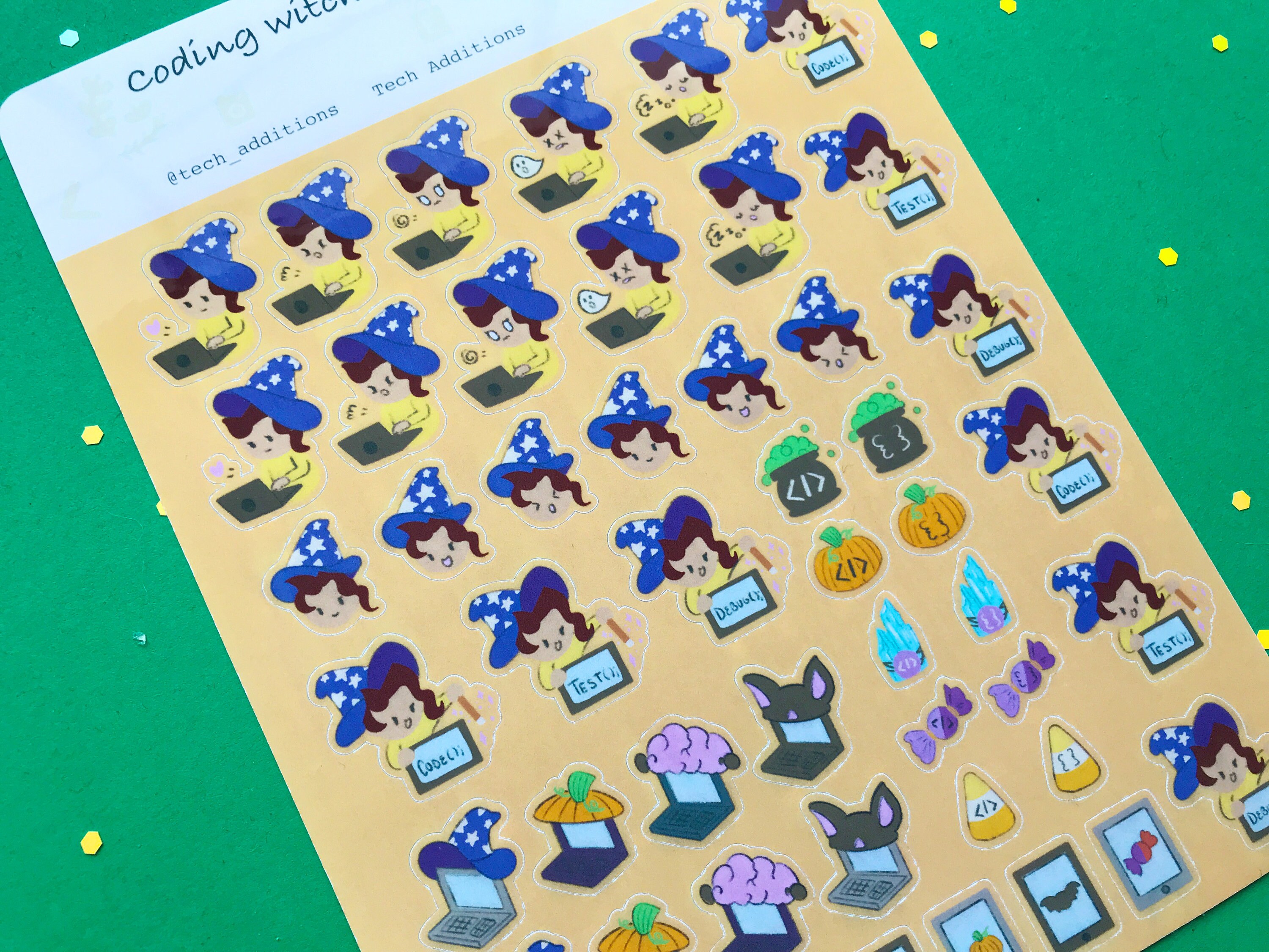 Coding Witch Halloween planner stickers coding girl | Etsy
