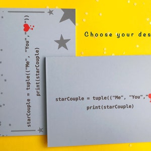 Starcouple Valentines Day Card Computer Science-handmade Greeting Cards ...