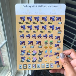 Coding Witch Halloween Planner Stickers Coding Girl Halloween Art ...