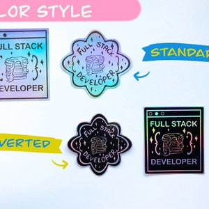 Full Stack Developer Holographic sticker computer geeky | Etsy