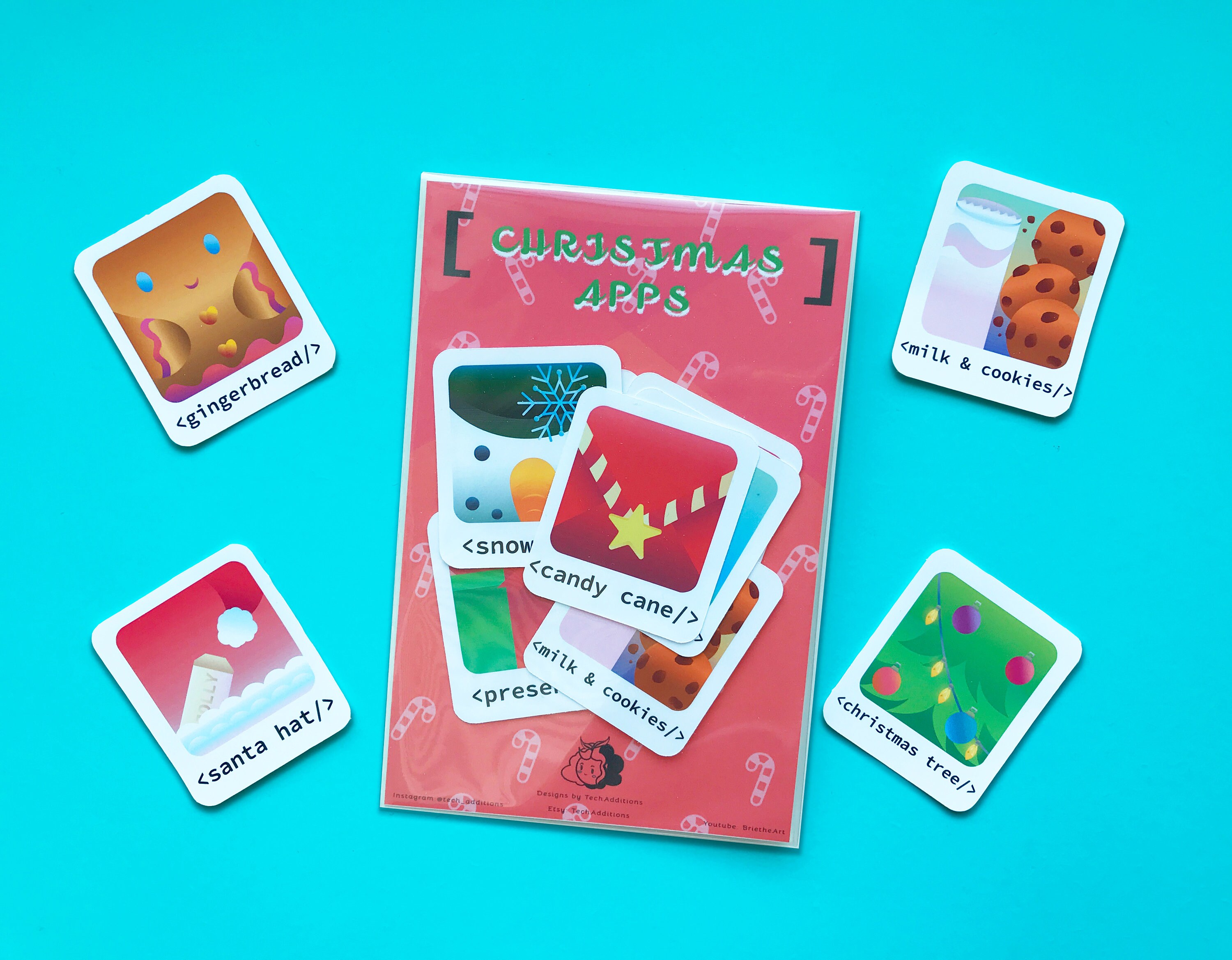 Christmas App Stickers - Computer Science Holiday Laptop Stickers ...