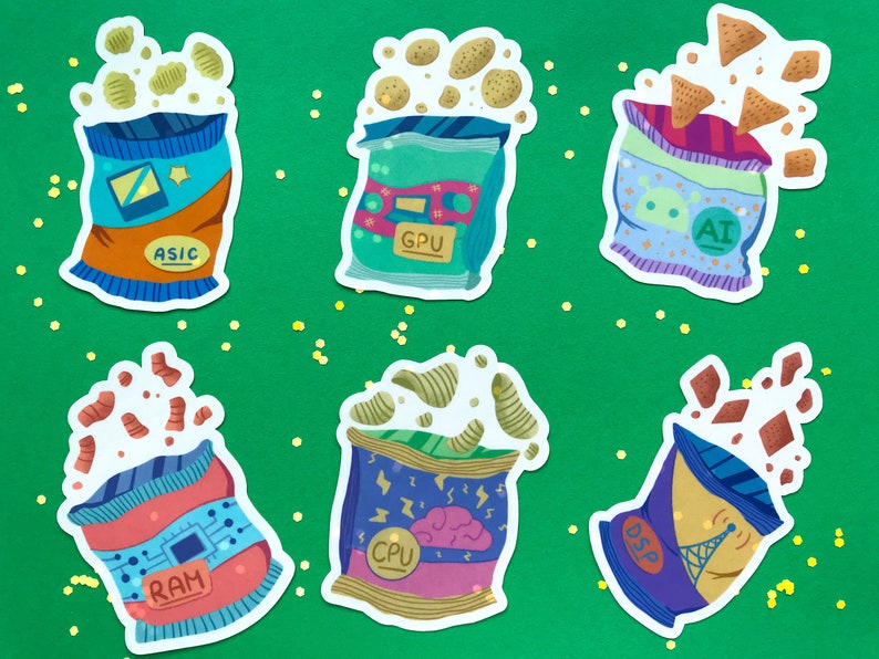 Computer Chips Sticker Pack Funny Computer Science Stickers - Etsy