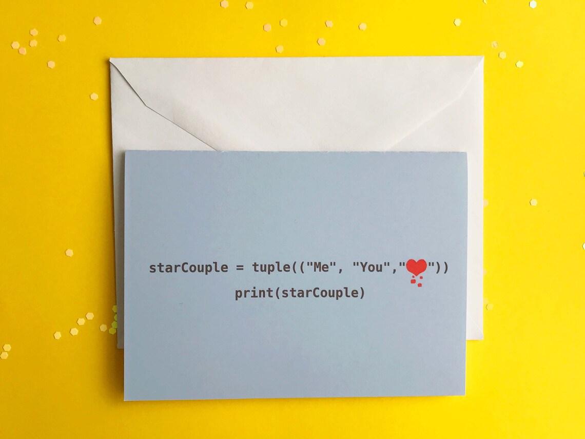 Starcouple- Valentines Day Card- Computer Science-handmade Greeting ...