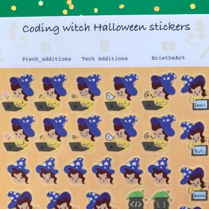 Coding Witch Halloween Planner Stickers Coding Girl Halloween Art ...