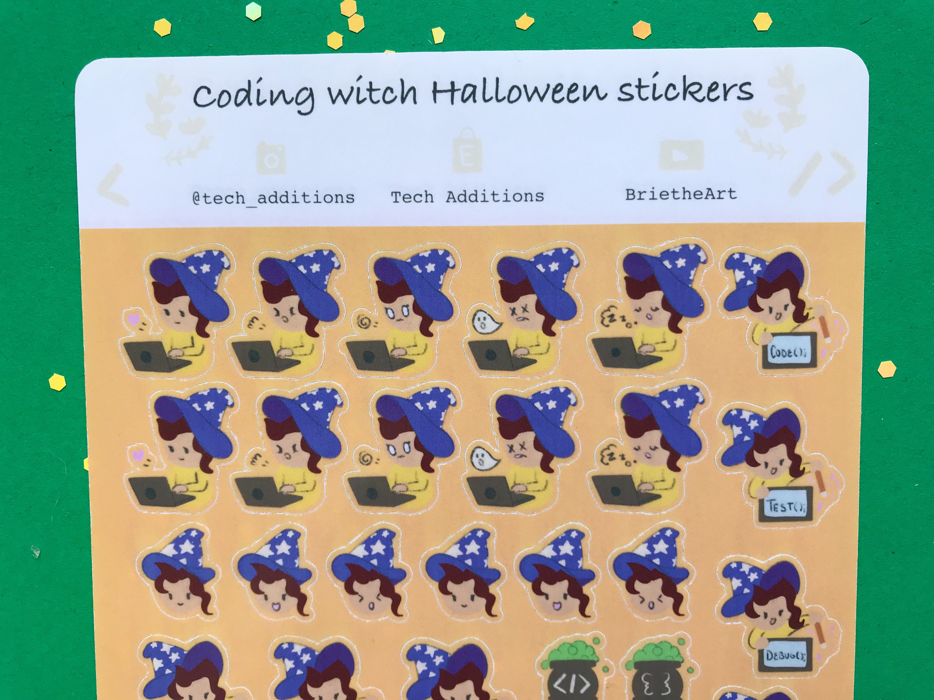 Coding Witch Halloween planner stickers coding girl | Etsy