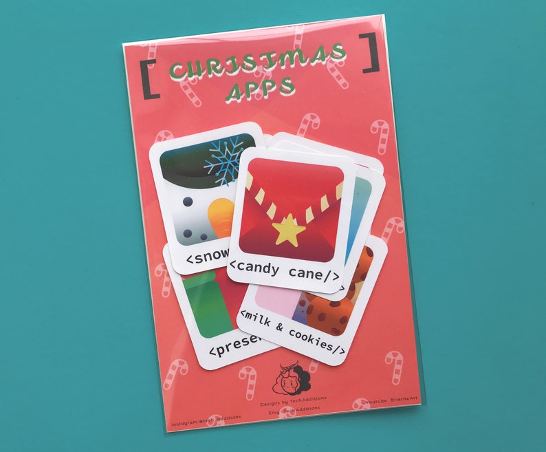 Christmas App Stickers - Computer Science Holiday Laptop Stickers ...