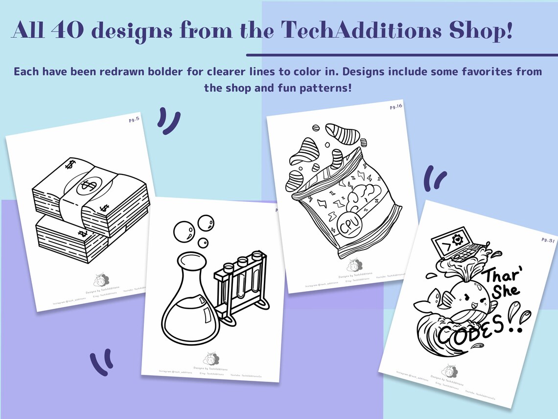 40 Technology Coloring Pages Computer Science Adult | Etsy