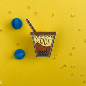 Code Fuel Enamel Pin - Boba Tea - Computer Science - Programming - Technology Pin Label - Web ...