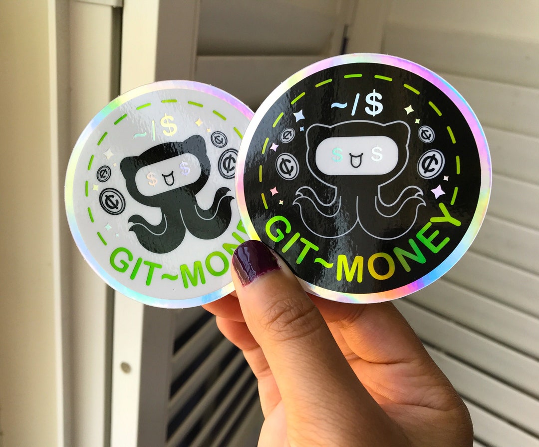 Git Money Holographic Sticker Github Programmer Sticker Laptop Sticker ...