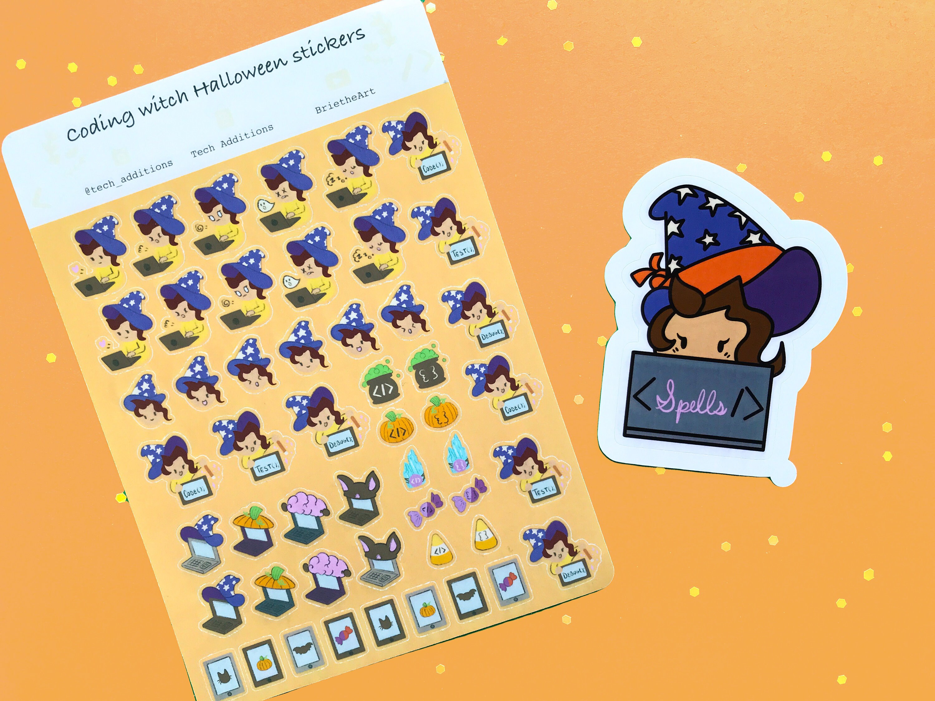 Coding Witch Halloween planner stickers coding girl | Etsy