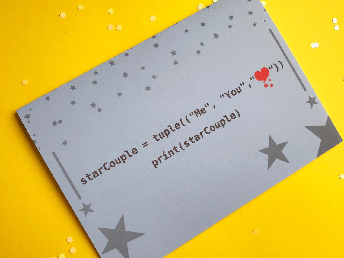 Starcouple Valentines Day Card Computer Science-handmade | Etsy