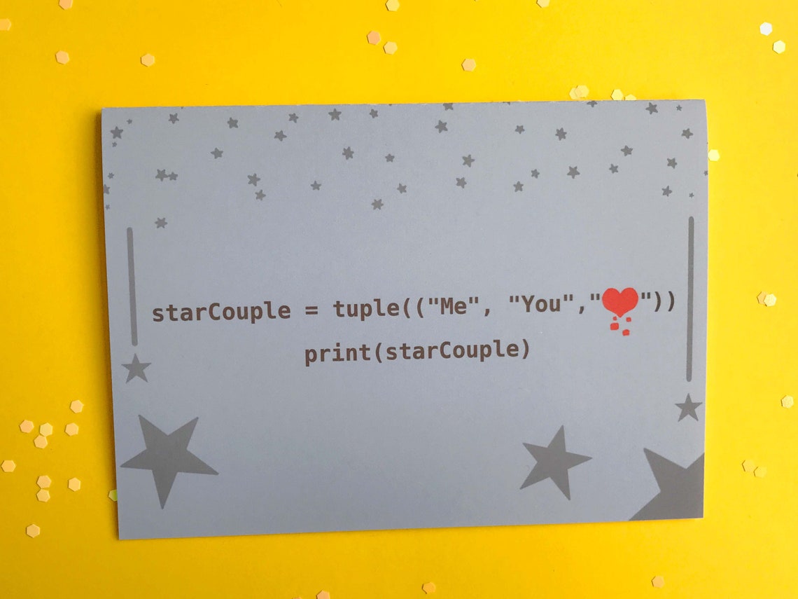 Starcouple Valentines Day Card Computer Science-handmade - Etsy