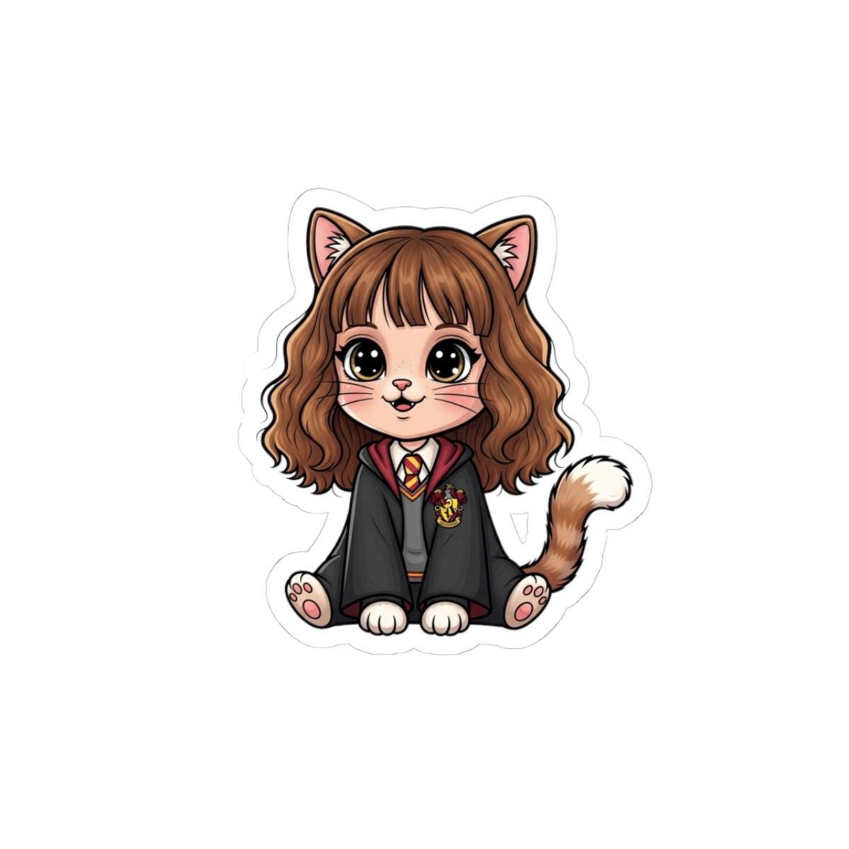 Cute Hermione Granger Cat Sticker, Kiss Cut, Wizard Cat Vinyl Decal ...