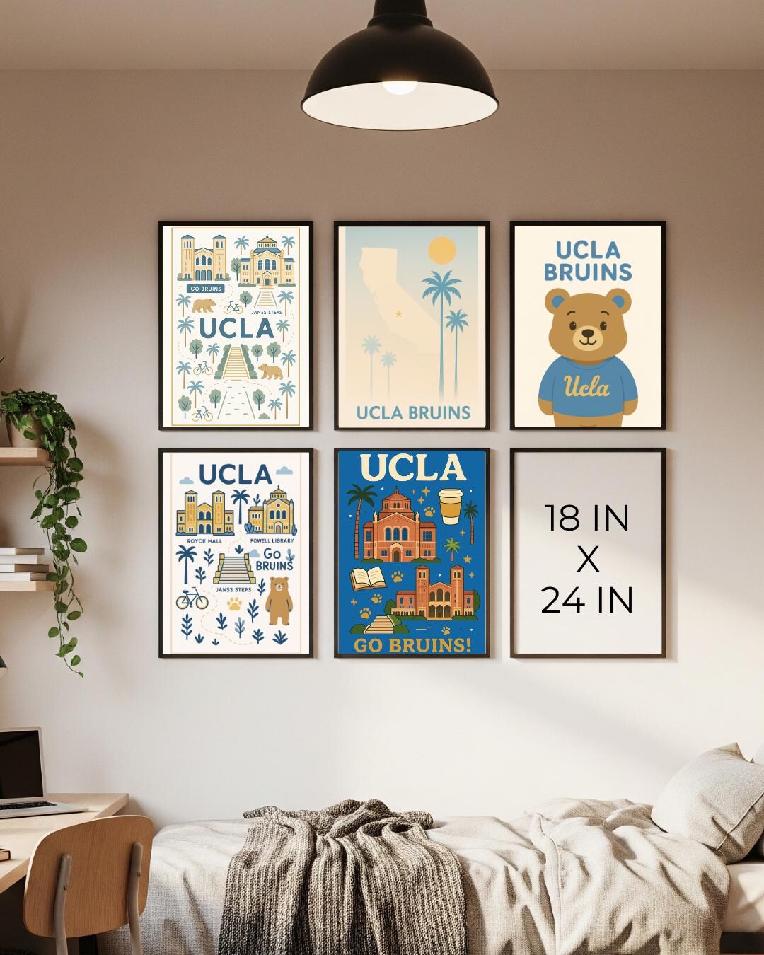 UCLA Bruins Poster Bundle, Cute Modern College Wall Art Prints, 18x24 ...
