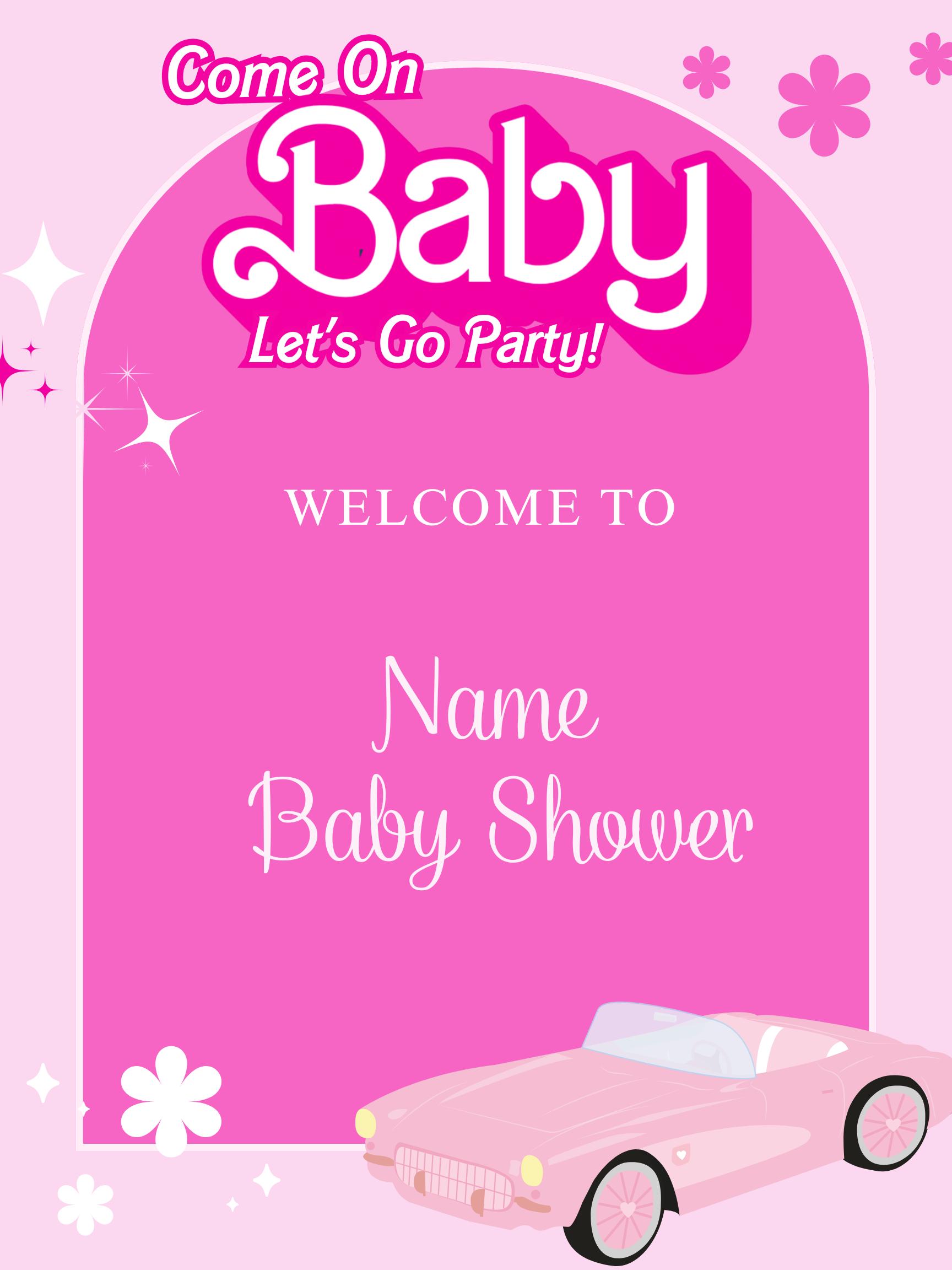 Pink Party Baby Welcome Sign Template | Gender Reveal & Baby Shower ...