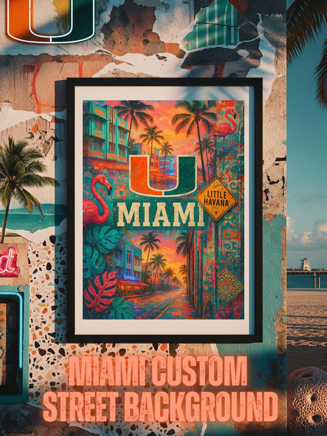 Miami Hurricanes Street Style Background Poster – Tropical Vibrant ...